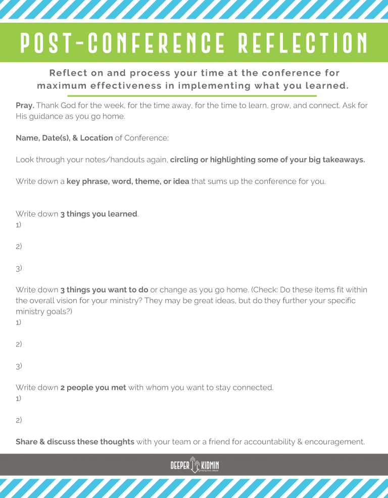 Post-Conference Reflection Worksheet – Deeper KidMin