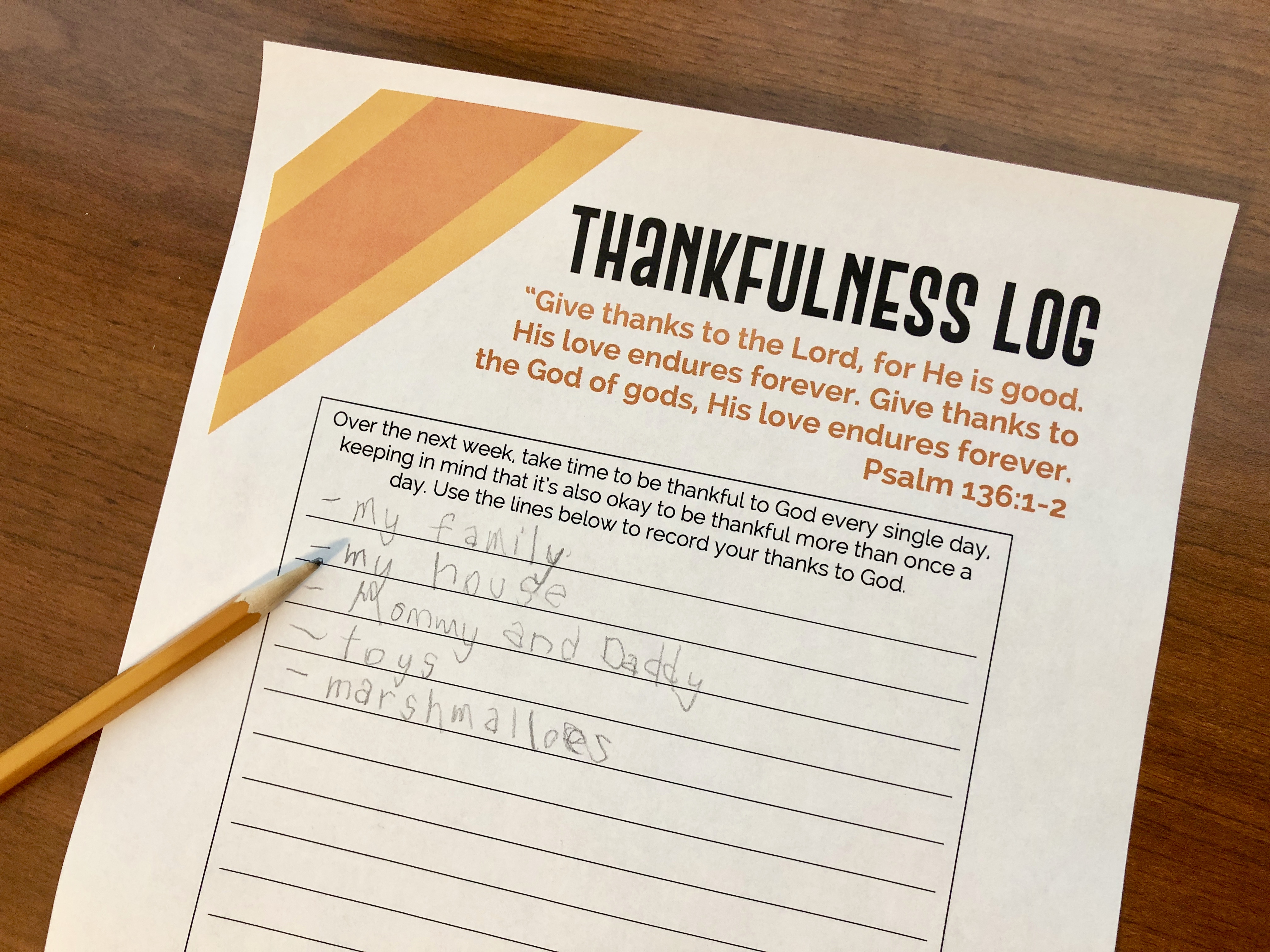 Thankfulness Log – Deeper KidMin