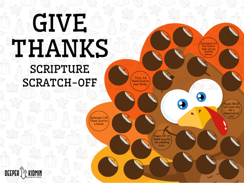 Give Thanks Scripture Scratch-Off (November) – Deeper KidMin