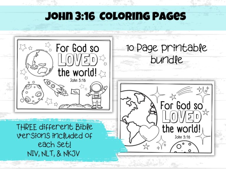 John 3:16 Coloring Pages (NLT, NIV, NKJV) – Deeper KidMin