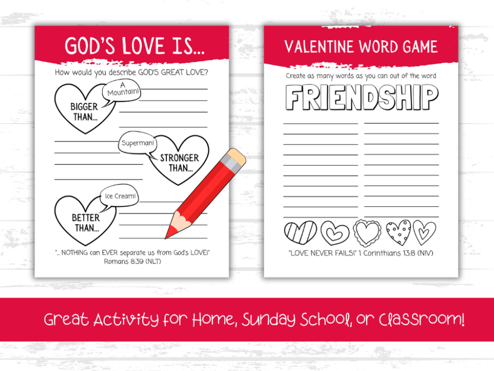 Valentine Bible Verse Activity Pages – Deeper KidMin