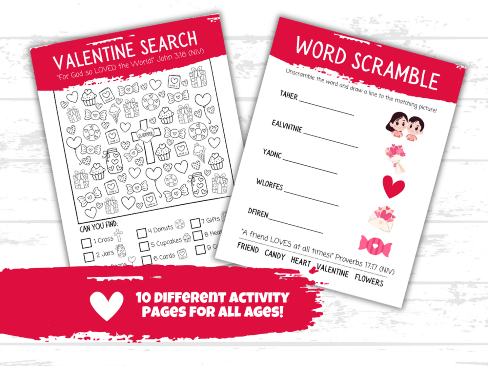 Valentine Bible Verse Activity Pages – Deeper KidMin