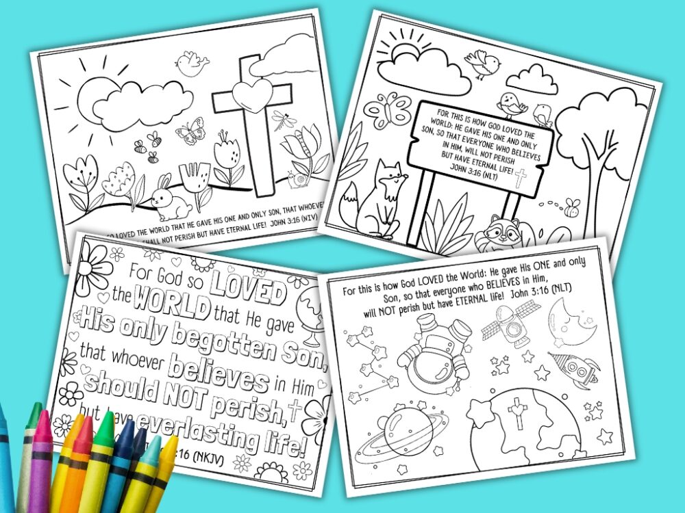 John 3:16 Coloring Pages (NLT, NIV, NKJV) – Deeper KidMin
