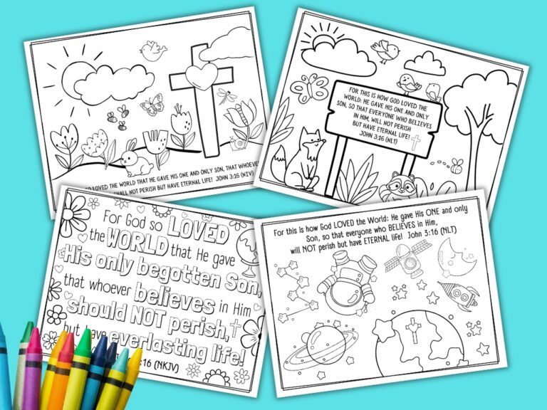 John 3:16 Coloring Pages (NLT, NIV, NKJV) – Deeper KidMin