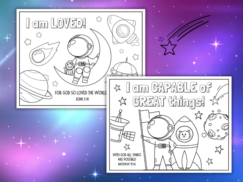 Space Themed Bible Verse Coloring Set – Deeper KidMin