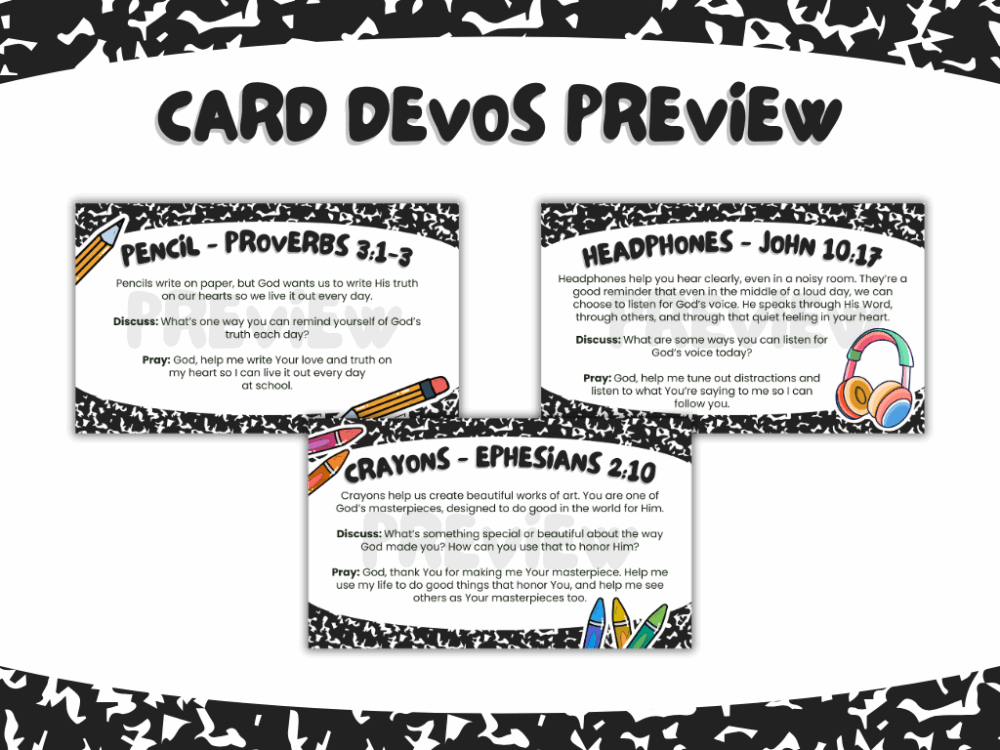 Scripture School Supplies: Back-to-School Family Devotion Cards ...