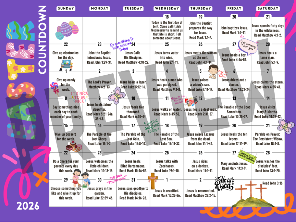 2026 Easter Family Countdown Calendar – Deeper KidMin